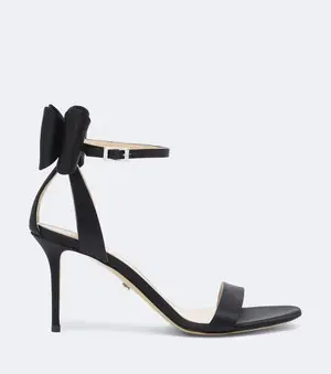 Mach & Mach Le Cadeau Bow Detail Satin Sandals - Black