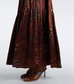 Agua Bendita Lima Printed Satin Maxi Dress