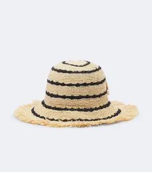 GANNI Striped Raffia Bucket Hat