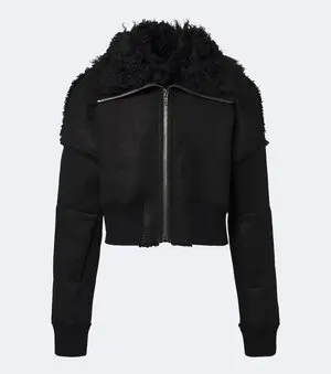Rick Owens Flight Cropped Leather Jacket - Black