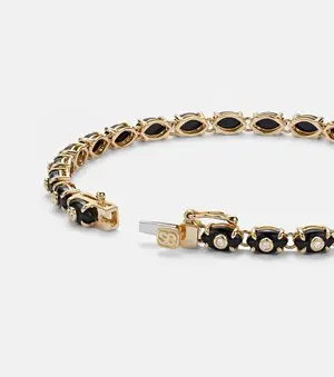 SYDNEY EVAN Carved Stone Tiny 14kt Yellow Bracelet With Onyx And Diamonds