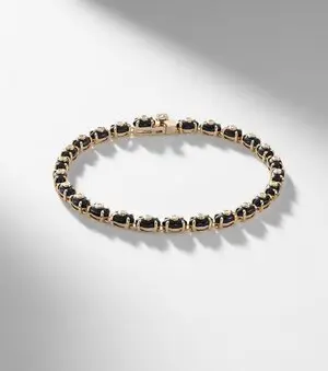 SYDNEY EVAN Carved Stone Tiny 14kt Yellow Bracelet With Onyx And Diamonds