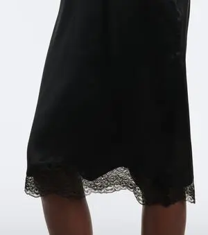 Attico Lace-trimmed Satin Midi Dress