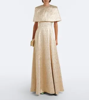 EMILIA WICKSTEAD Lucretia Caped Floral Jacquard Gown