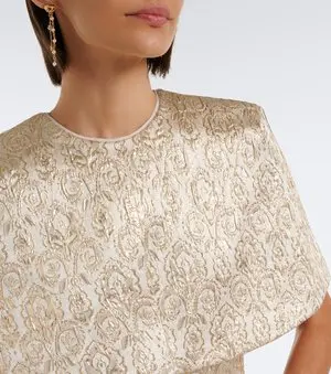 EMILIA WICKSTEAD Lucretia Caped Floral Jacquard Gown