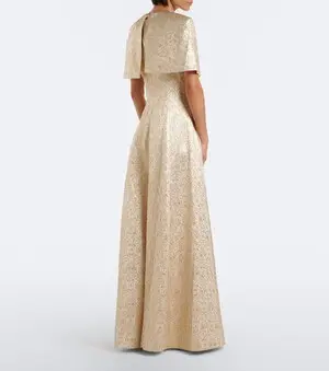 EMILIA WICKSTEAD Lucretia Caped Floral Jacquard Gown