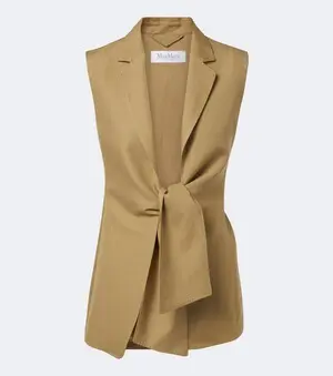 Max Mara Linen And Silk Twill Vest - Green