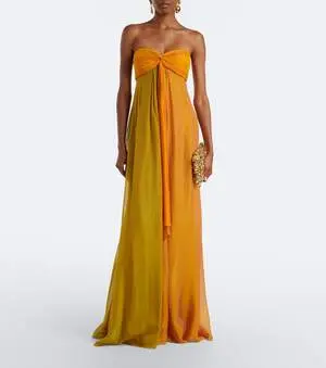 Retrofete Lunaria Chiffon Maxi Dress - Orange