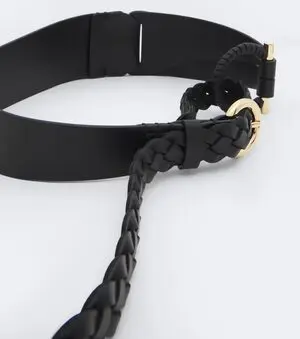 FERRAGAMO Gancini Braided Leather Belt - Black