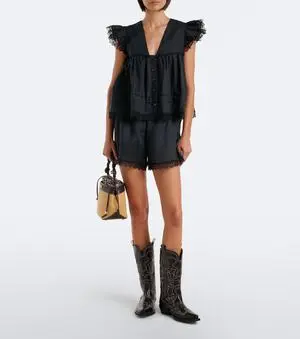 GANNI Bou Small Raffia-effect Bucket Bag