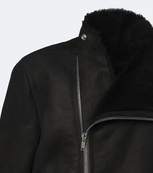 Rick Owens Suede Shearling Flight Jacket - Black