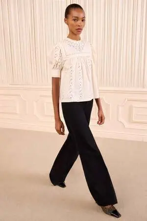 Ulla Johnson Una Short Sleeve Cotton Top
