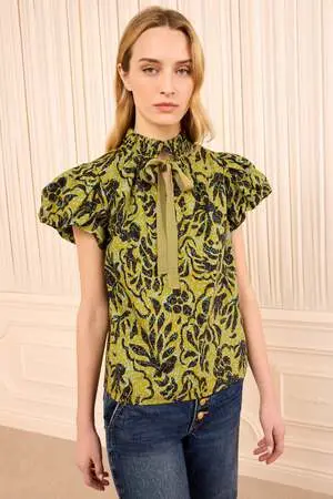 Ulla Johnson Estela Short Sleeve Cotton Top