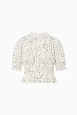Ulla Johnson Rae Polka Dot Cotton Top - Blanc
