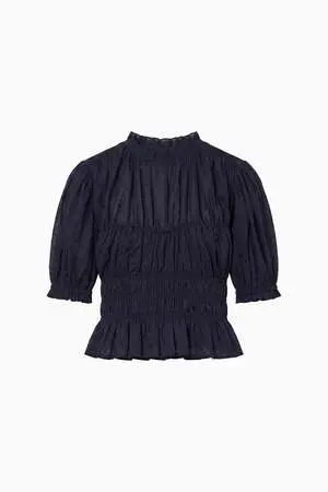 Ulla Johnson Rae Short Sleeve Cotton Top - Nightfall