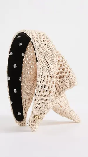 Lele Sadoughi Jackie Crochet Raffia Hankerchief Headband