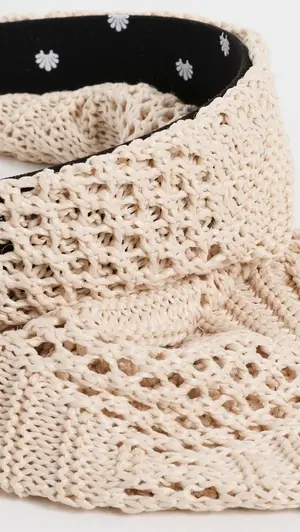 Lele Sadoughi Jackie Crochet Raffia Hankerchief Headband