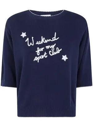 Max Mara Sweater Embroidered "wkd Fiacre - Blue