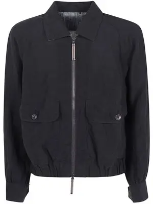 ZIGGY CHEN Jacket Zippered "puppytooth Cropped Aviator Jacket - Black