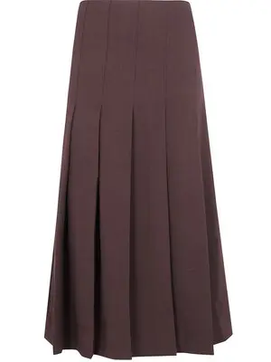 DRHOPE Skirt Pleated "asymmetrical Midi - Brown