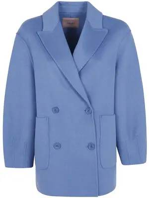 TWINSET Coat Double Breasted Peacoat - Blue