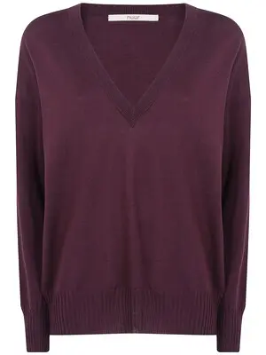 NUUR Sweater V Neck Long Sleeves - Red