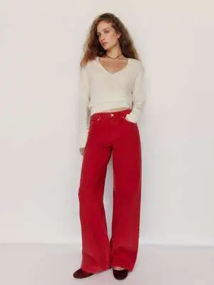 REFORMATION Micah V-neck Sweater Top - Ivory