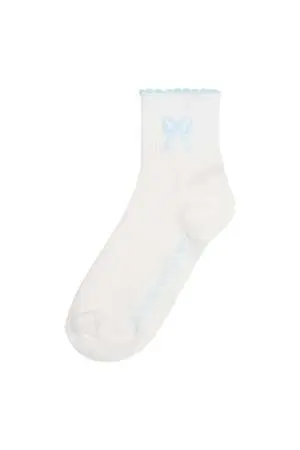 LoveShackFancy Doyenne Cotton Bow Ankle Socks - Blue