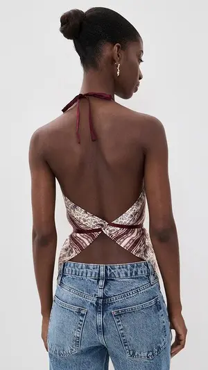 REFORMATION Una Silk Scarf Top