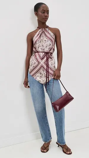 REFORMATION Una Silk Scarf Top