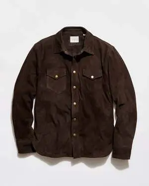 Billy Reid Savoy Suede Workshirt - Brown