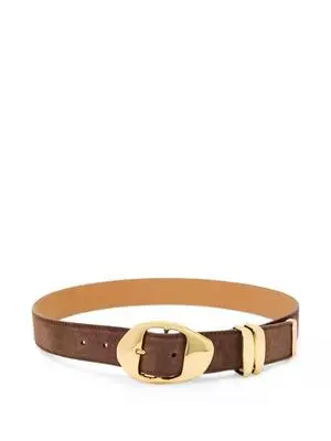 AMANU The Grumeti Suede Sculptural-buckle Belt - Brown