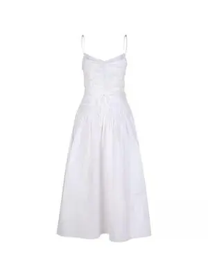ROTATE BY BIRGER CHRISTENSEN Flower-detail Ruched Midi Dress - White