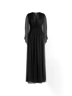 Alberta Ferretti V-neck Cape-sleeve Maxi Dress - Black