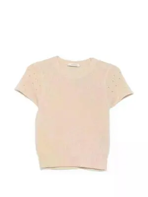 Dorothee Schumacher Perforated-detail Short-sleeve Top - Neutrals