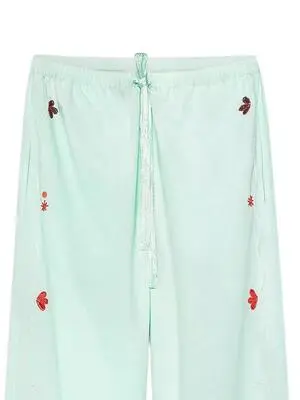 FORTE_FORTE Embroidered Drawstring-waist Trousers - Blue