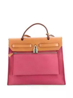 Hermès Herbag Zip Leather And Toile 31 Shoulder Bag - Pink