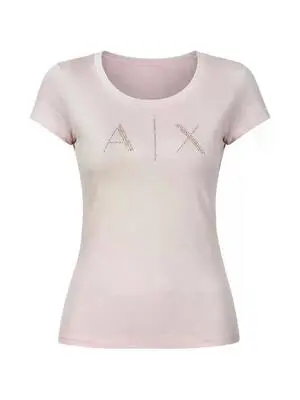 Armani Exchange Logo Embellished T-shirt - Pink