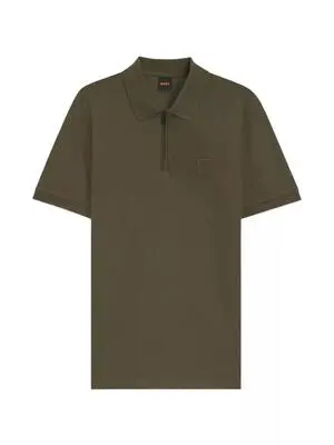 BOSS Logo-patch Zip-up Polo Shirt