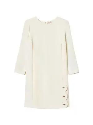 TWINSET Short Crêpe Dress With Heart-shaped Buttons - Neutrals