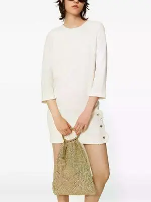 TWINSET Short Crêpe Dress With Heart-shaped Buttons - Neutrals