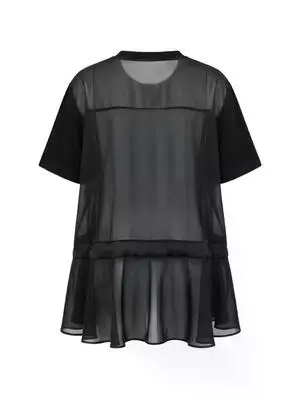 Sacai Graphic-print Sheer-panel T-shirt - Black