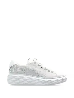 JIMMY CHOO Diamond Light Maxi Crystal-embellished Leather Sneakers - White