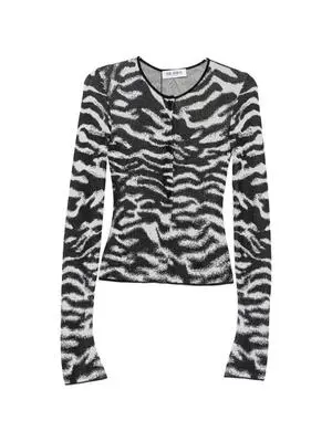 Attico Zebra-print Long-sleeve Cardigan - Black