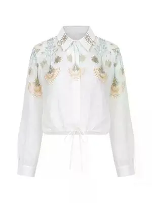 GREEK ARCHAIC KORI Papyrus-embroidered Drawstring Shirt