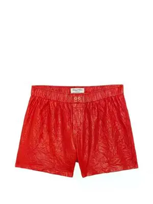 Zadig&Voltaire Pax Crinkled-leather Shorts - Red