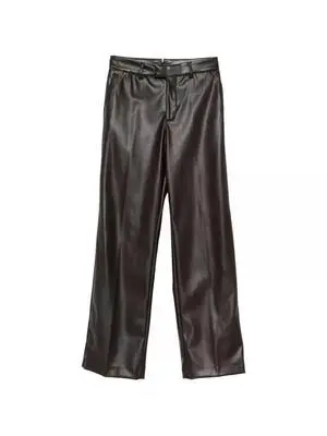 BERWICH Faux-leather Wide-leg Trousers - Brown
