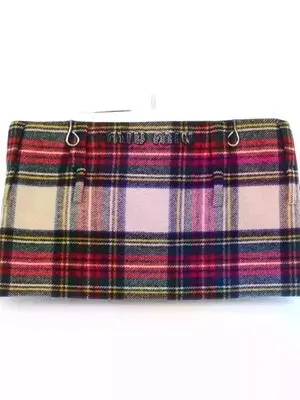 Miu Miu 2010s Tartan Check Mini Skirt - Neutrals