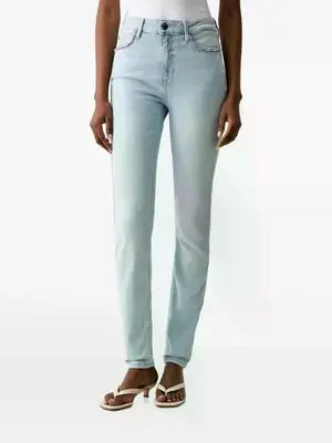 Guess Crystal-embellished Logo-patch Jeans - Blue