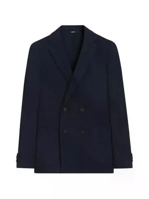 BOSS Hanry Double-breasted Slim-fit Blazer In Patterned Cotton